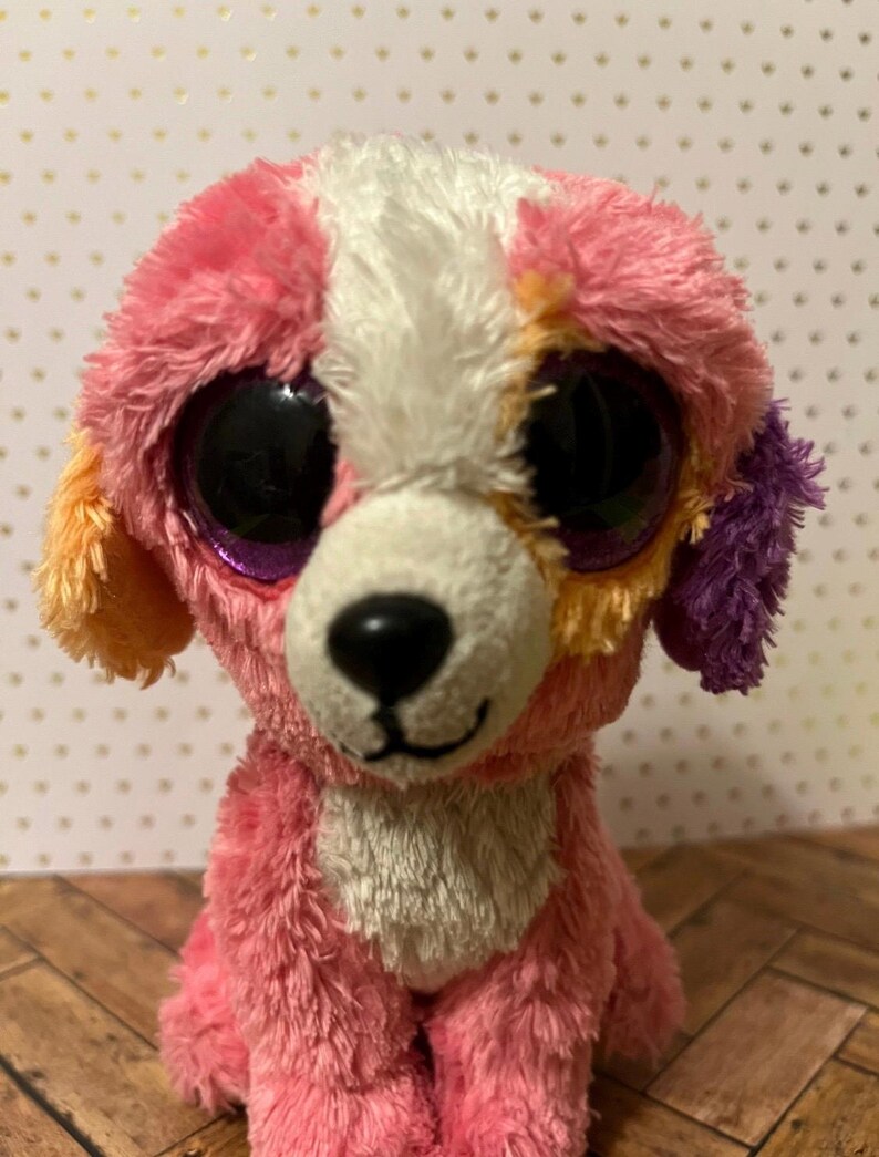Ty Beanie Boo Precious the Pink, Orange, & Purple Dog 6” *loved ...