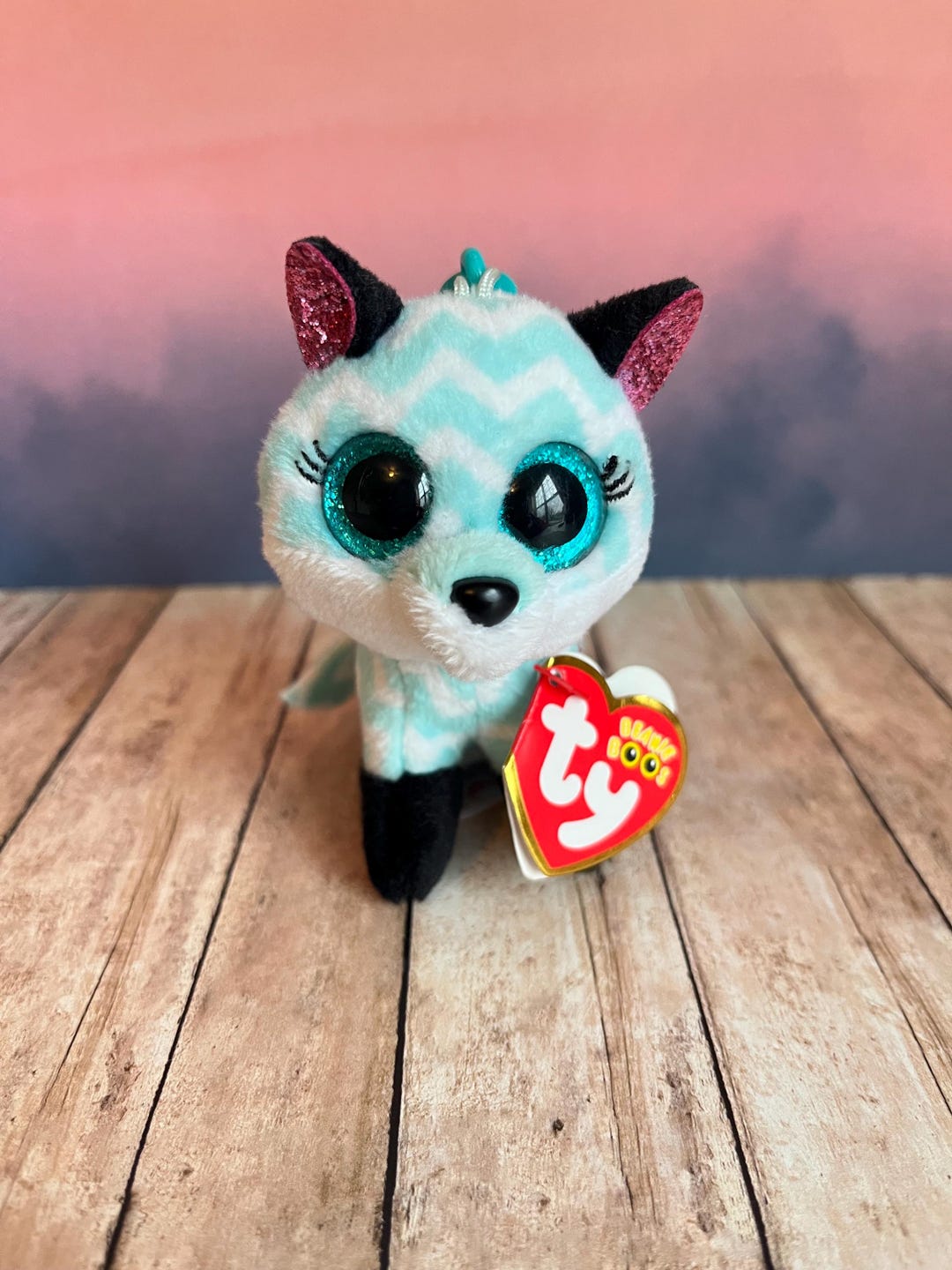 Ty Beanie Boo Atlas the Teal & White Chevron Fox 3” Key Clip NWT MINT ...