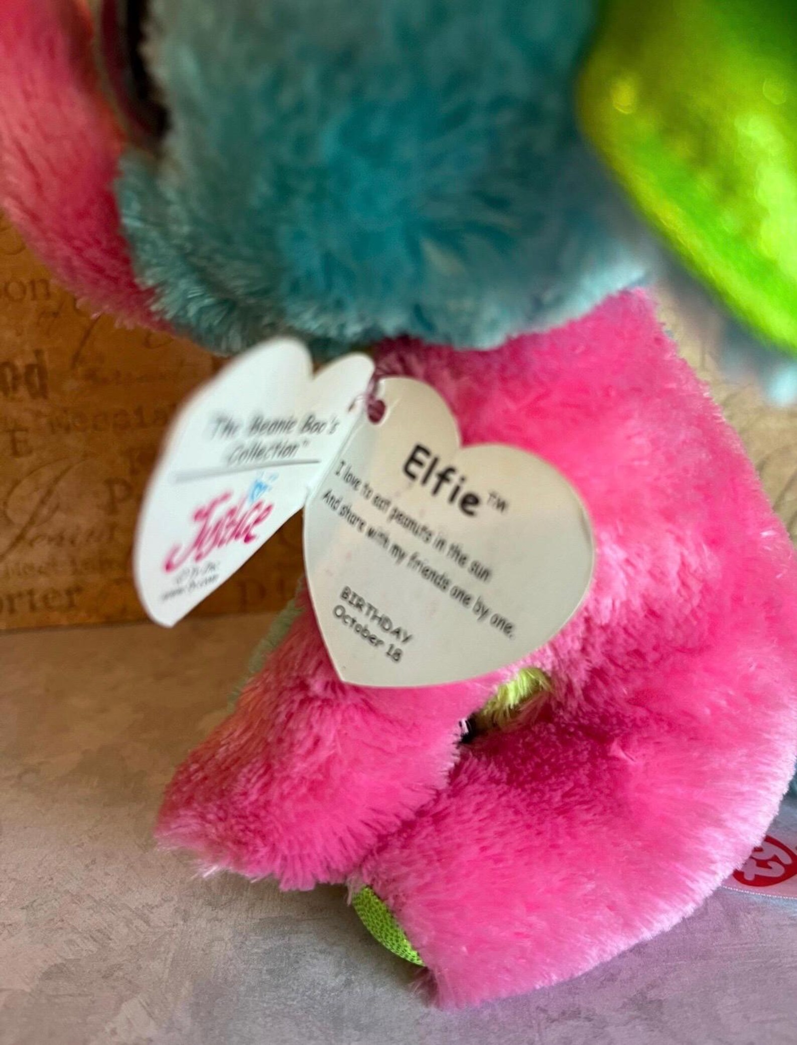 Ty Beanie Boo Elfie the Neon Green, Blue, & Pink Elephant 6” NWT ...