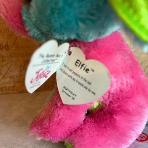 Ty Beanie Boo Elfie the Neon Green, Blue, & Pink Elephant 6” NWT ...