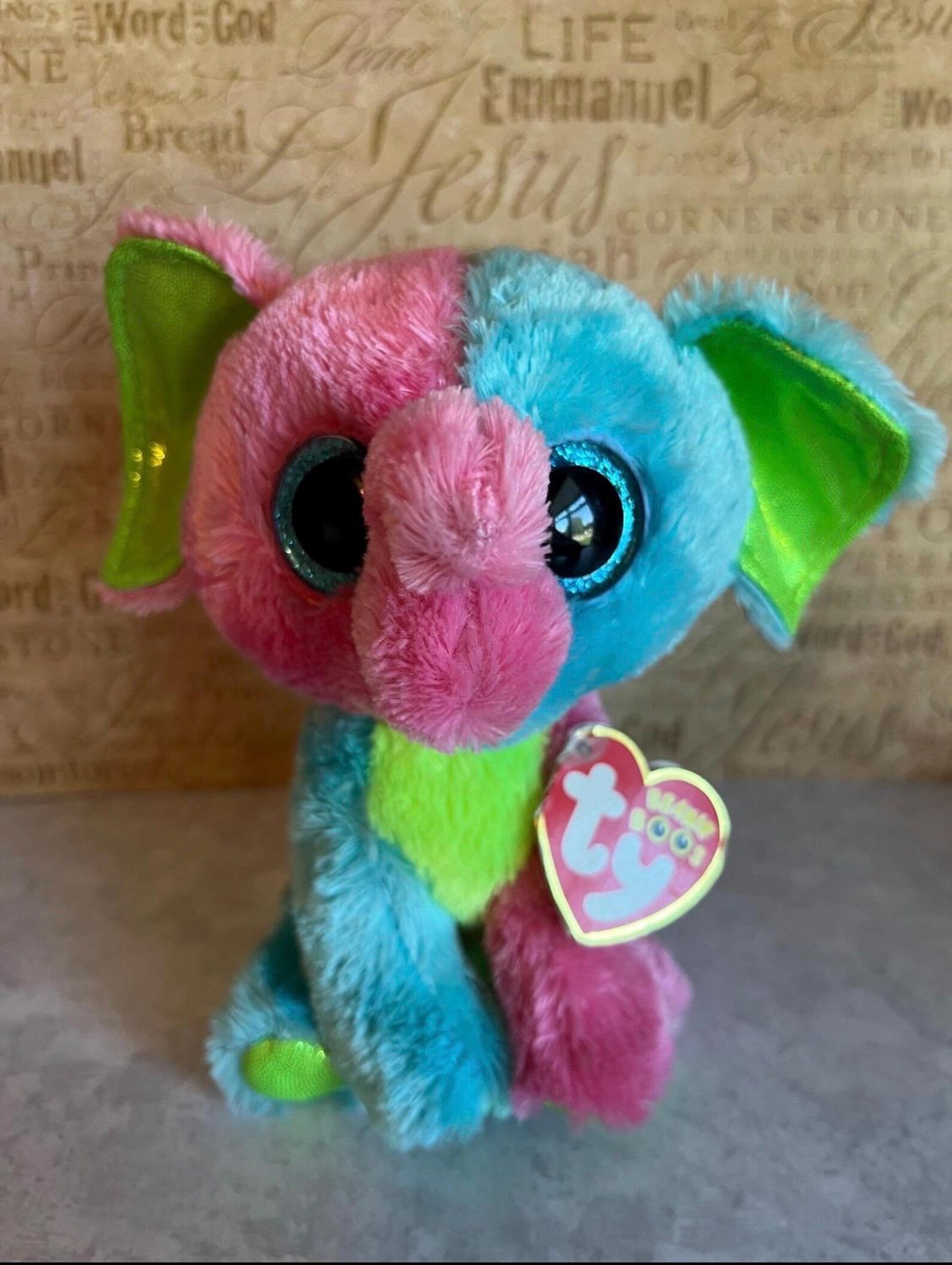 Ty Beanie Boo Elfie the Neon Green, Blue, & Pink Elephant 6” NWT ...