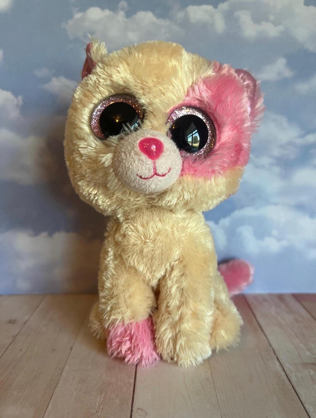 Ty Beanie Boo Anabelle the Tan & Pink Cat 6” RARE Barnes N Noble ...