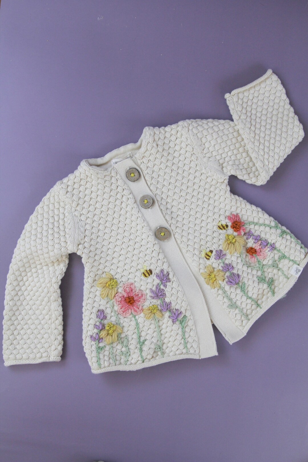 100% Organic Cotton Children's Sweater With Flora & Fauna Embroidery 18 ...