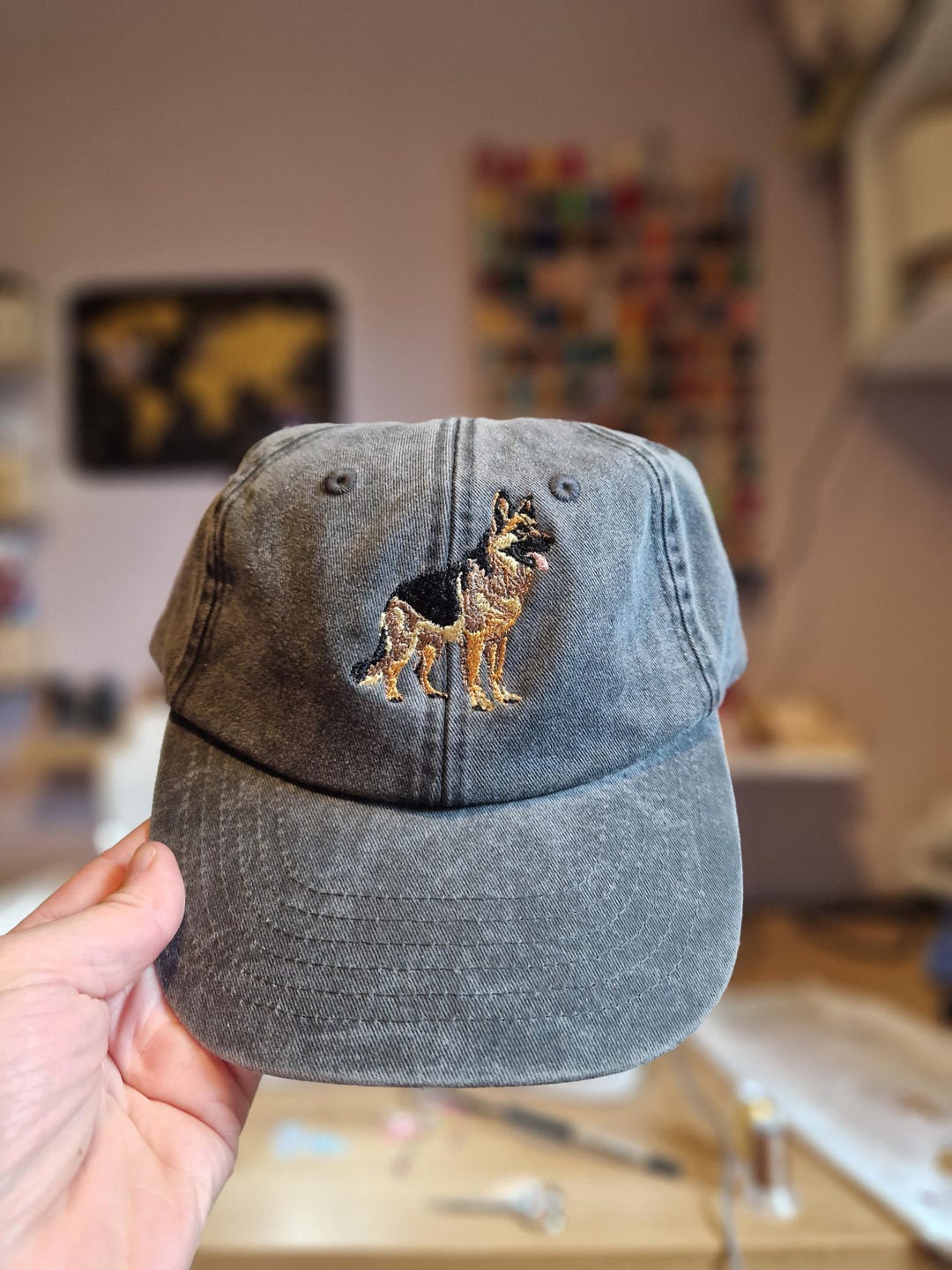 Embroidered German Shepherd Cap: Vintage Style Cotton, Free Delivery - Etsy