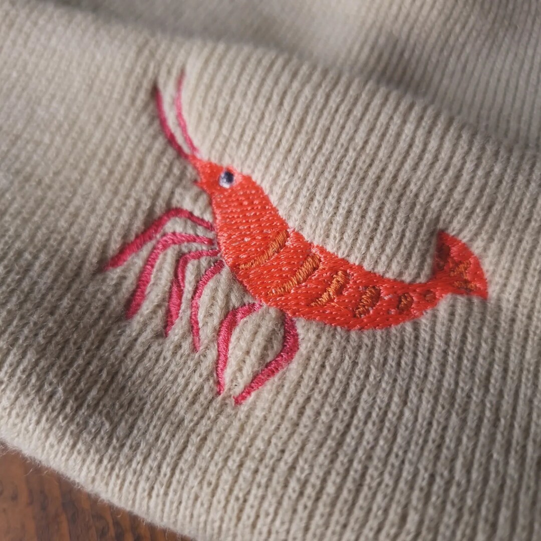 Cute Shrimp Embroidered Beanie - Hat Free Delivery More Colours Gift ...