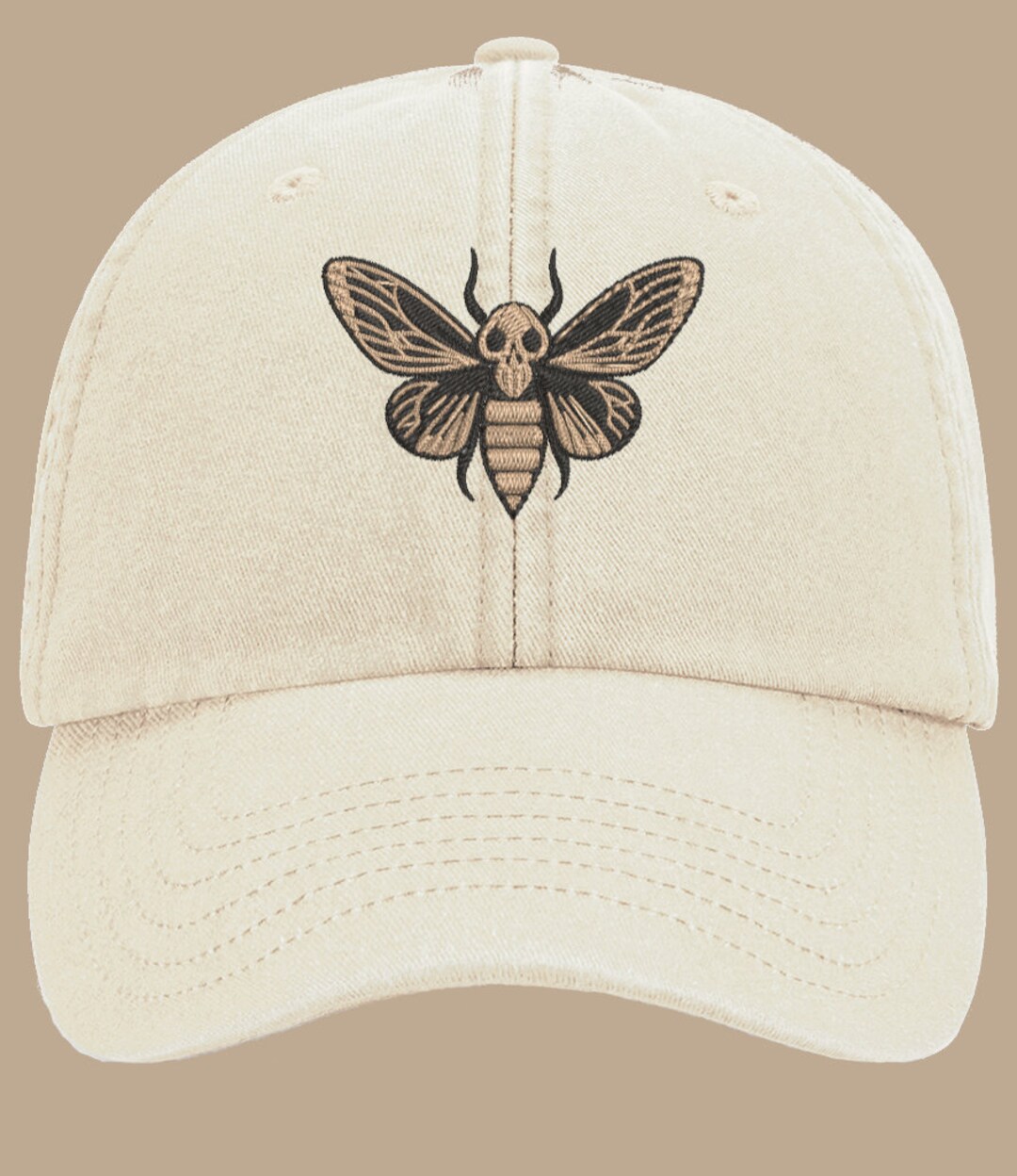 Vintage Deathshead Moth Cap: Machine Embroidered Cotton Twill - Etsy