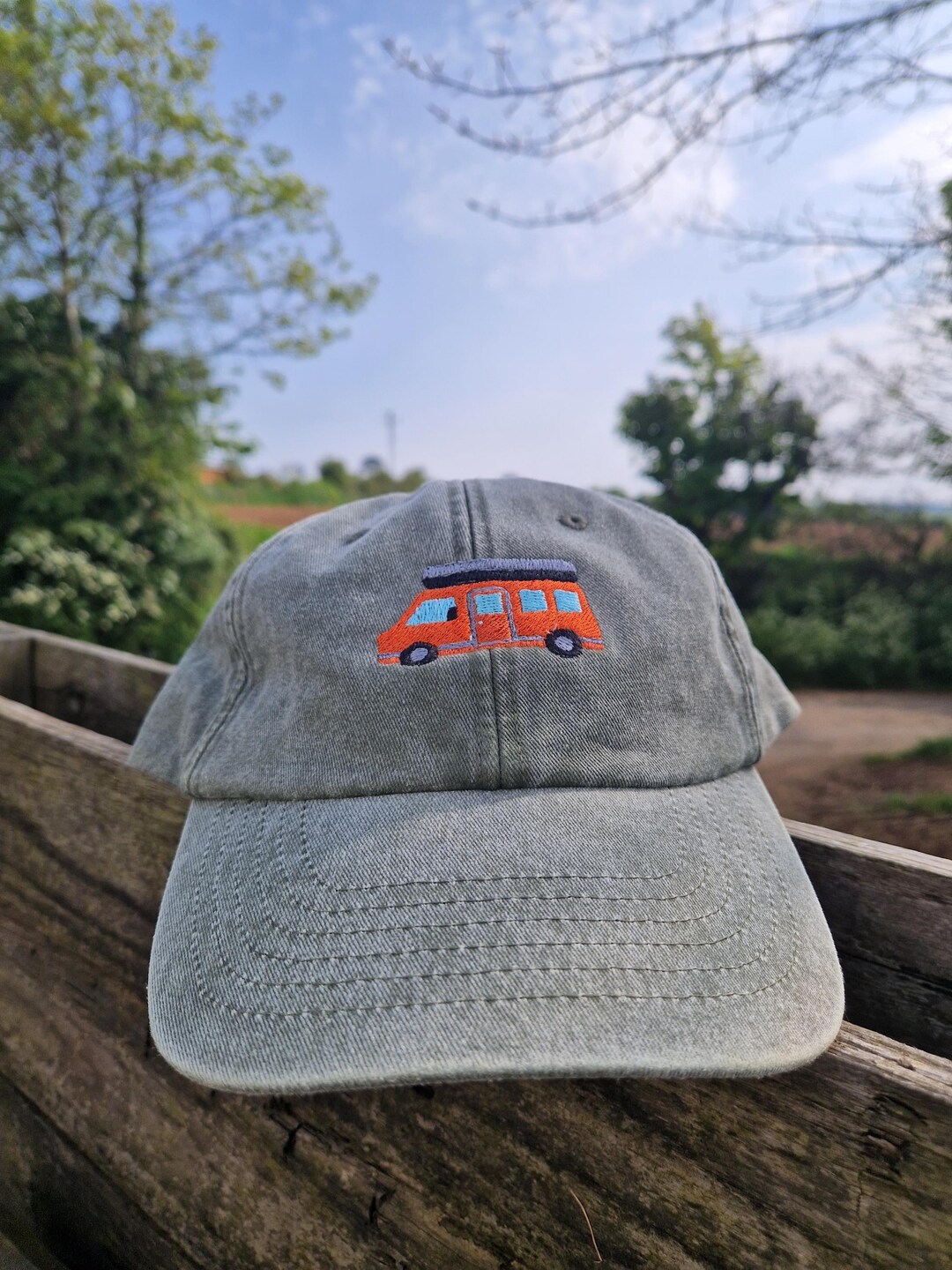 Fun Vintage Style Campervan Cap - Beautifully Embroidered Design ...