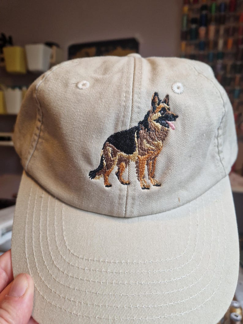 Embroidered German Shepherd Cap: Vintage Style Cotton, Free Delivery - Etsy