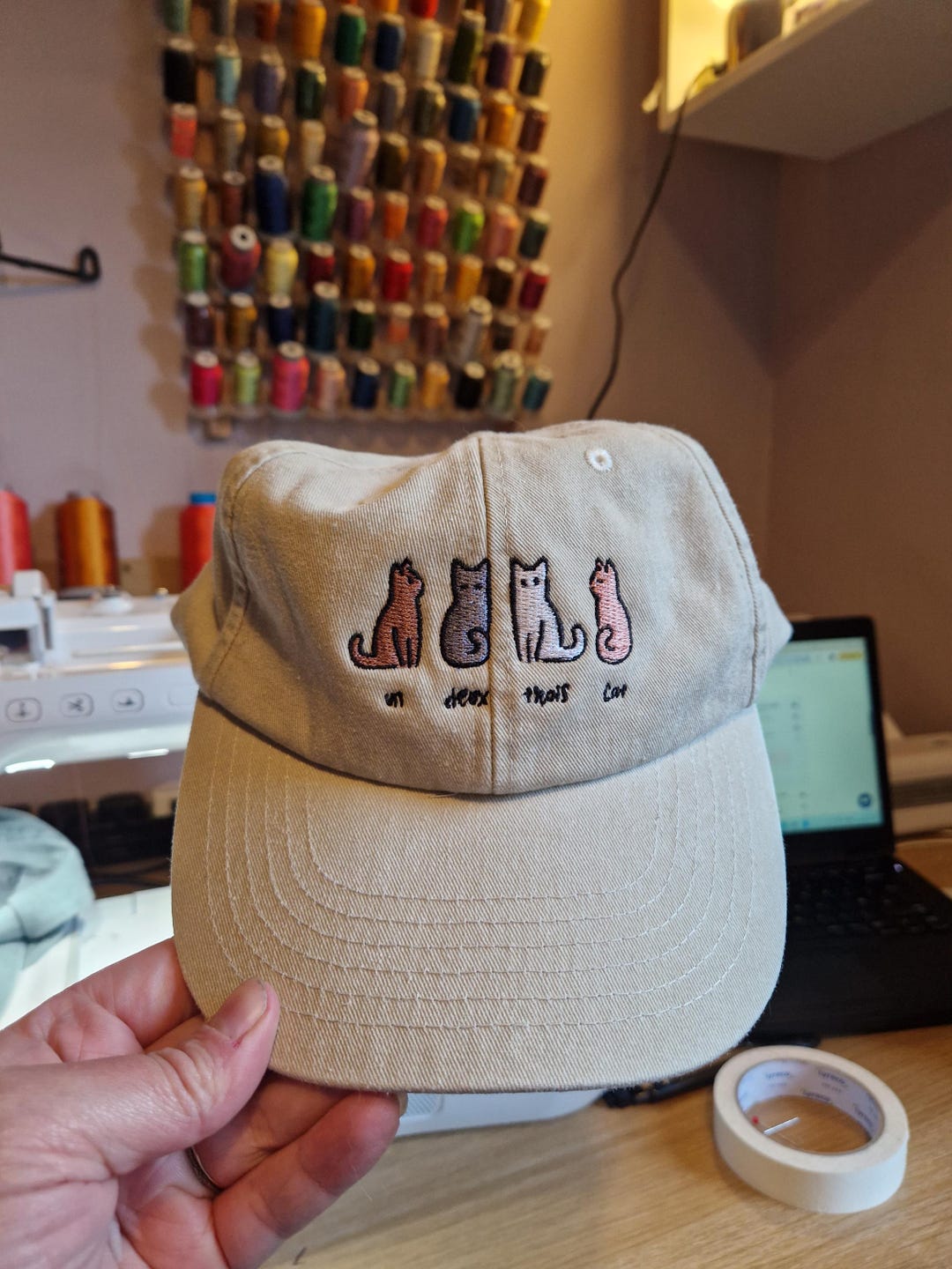 Embroidered French Cats Cap: Vintage Style Cotton Hat - Etsy