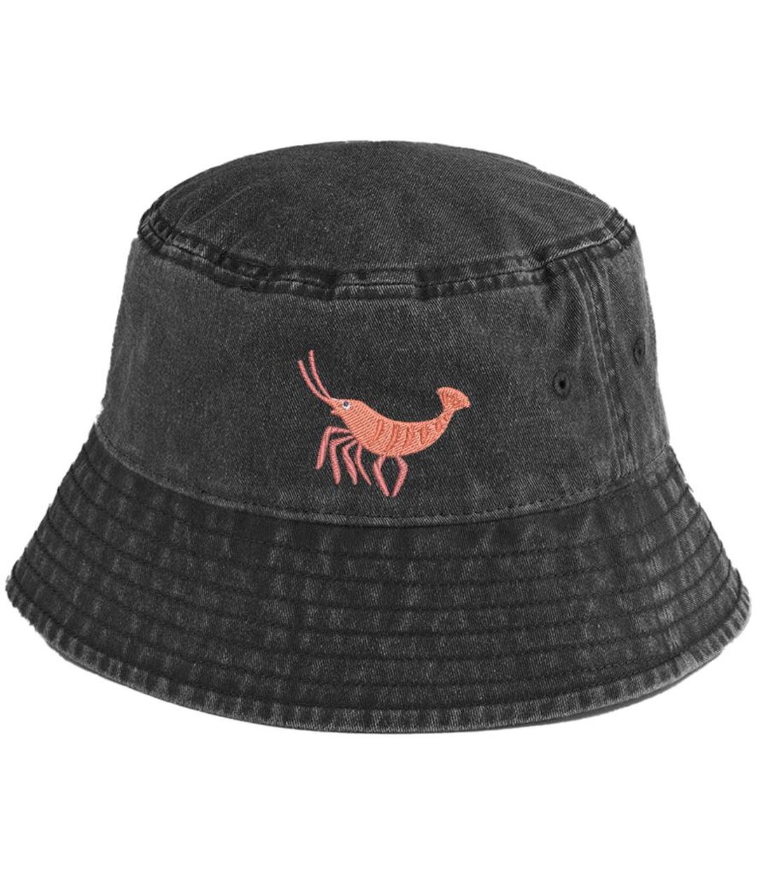 Embroidered Shrimp Bucket Hat: Fun Animal Design, Vintage Style - Etsy