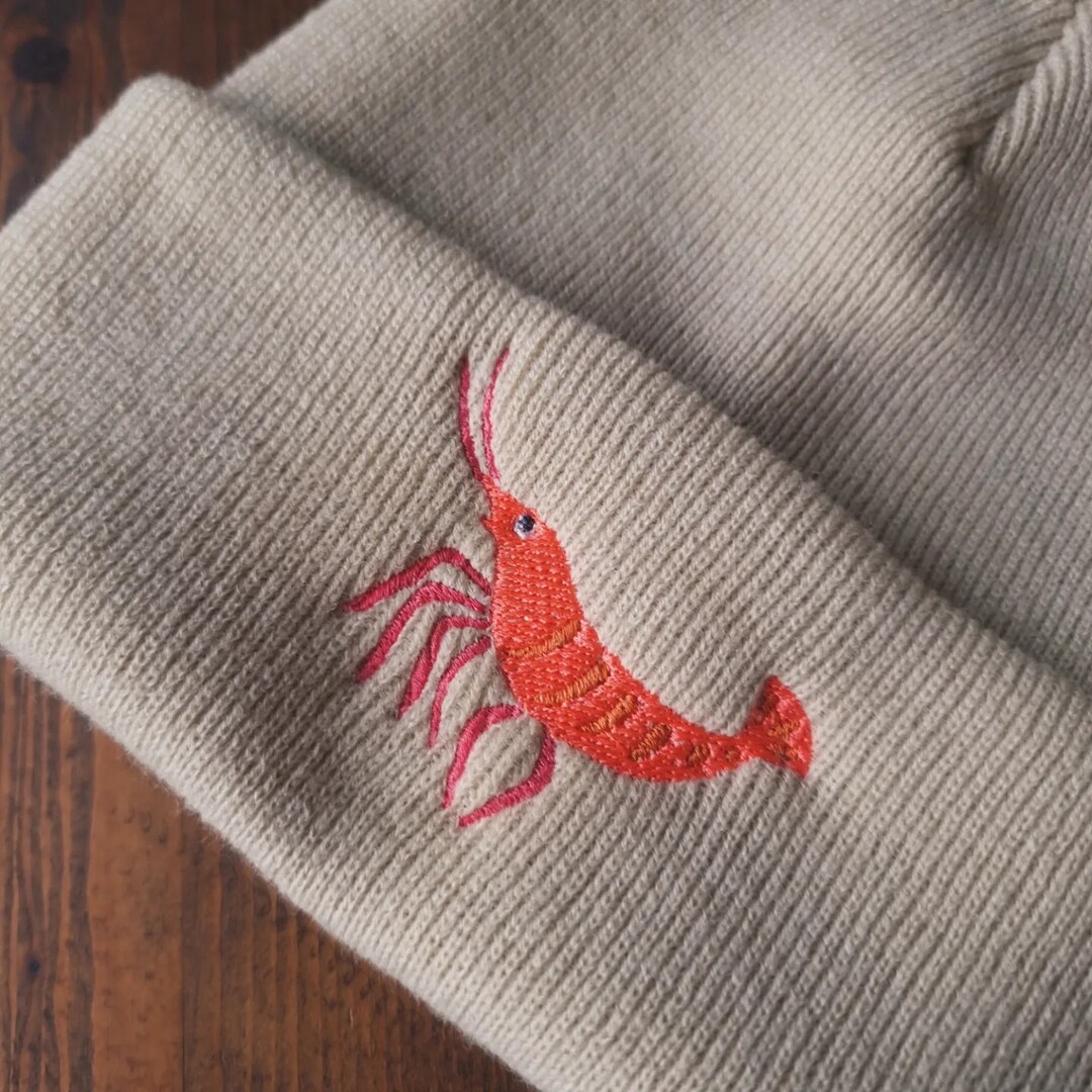 Cute Shrimp Embroidered Beanie - Hat Free Delivery More Colours Gift ...