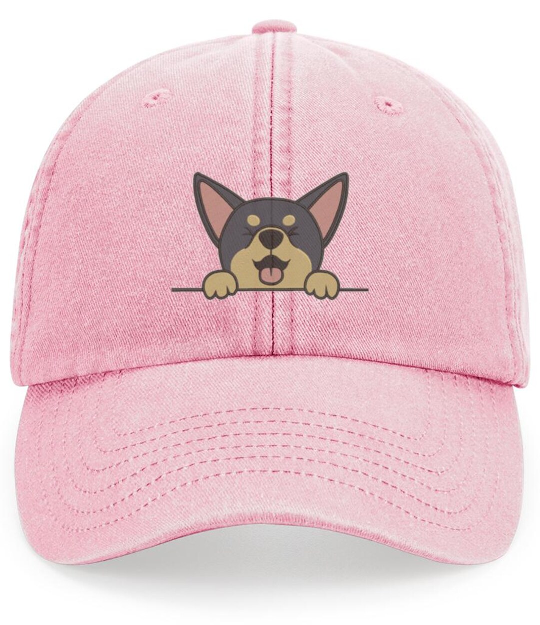 Cute Peeping Chihuahua Design Machine Embroidered Vintage Style Cap ...