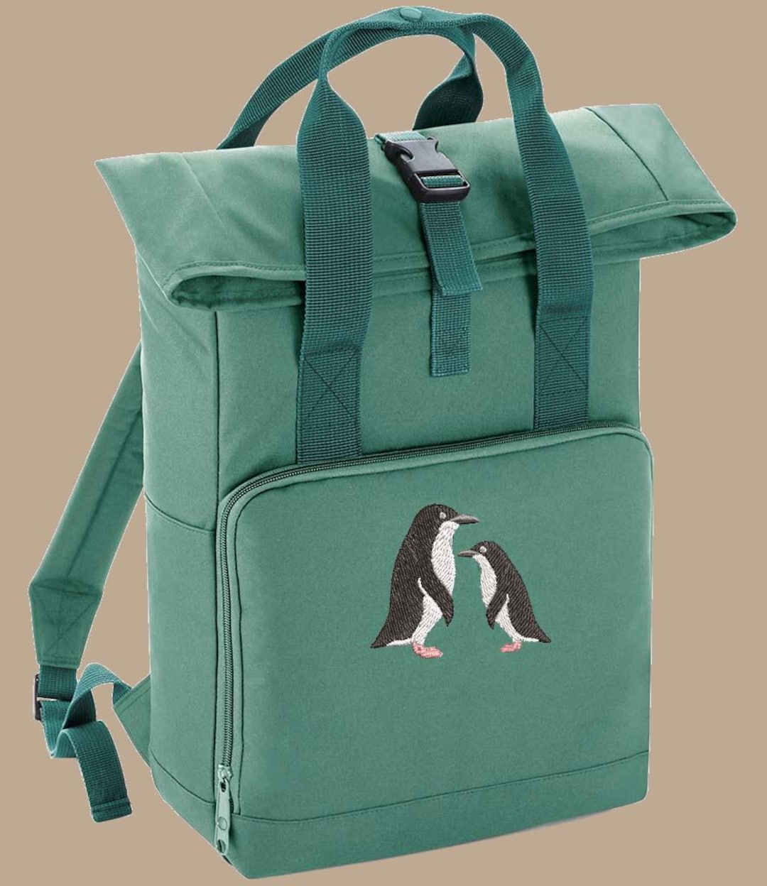 Embroidered Penguin Rucksack: Vibrant Roll Top Backpack - Etsy