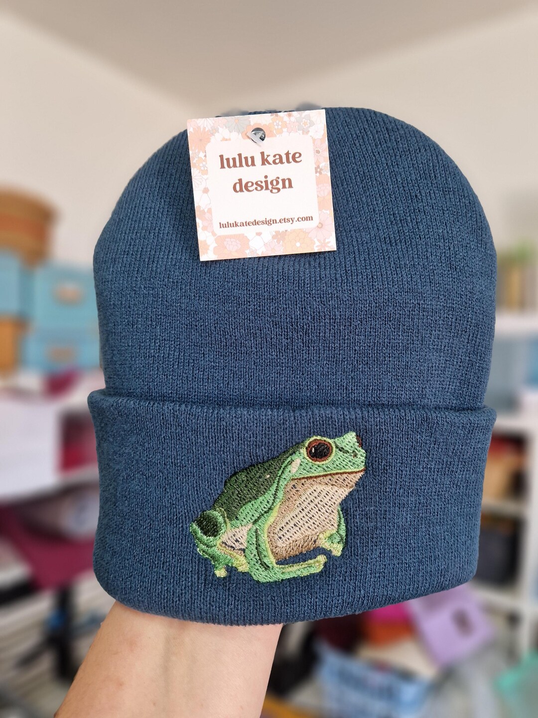 Embroidered Frog Beanie: Cottagecore Toad Hat Free Delivery More ...