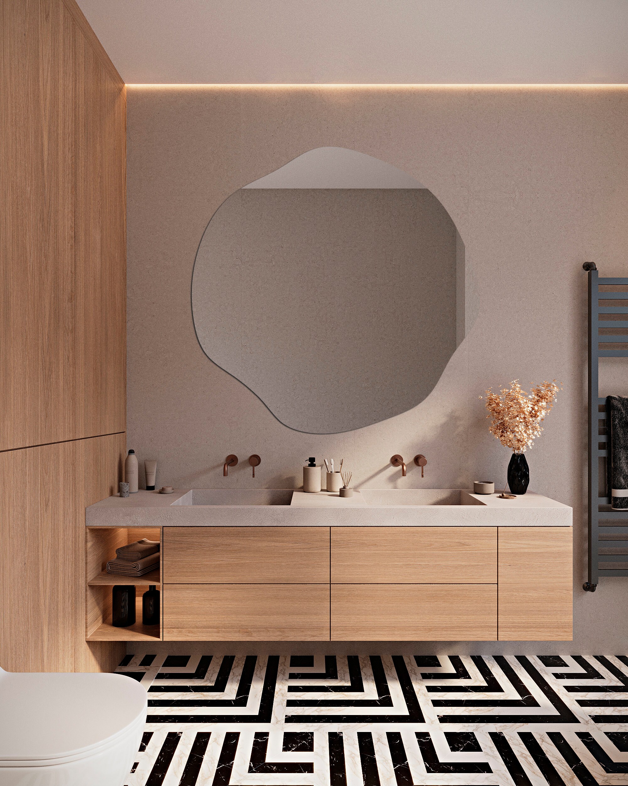 Irregular LED Shaped Mirror, Modern Asymmetrical Mirror, Wall Mirror ...
