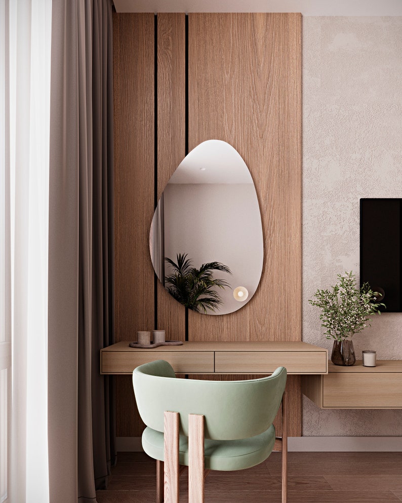 LED Lighted Bathroom Mirror, Asymmetrical Mirror With Led Lights ...