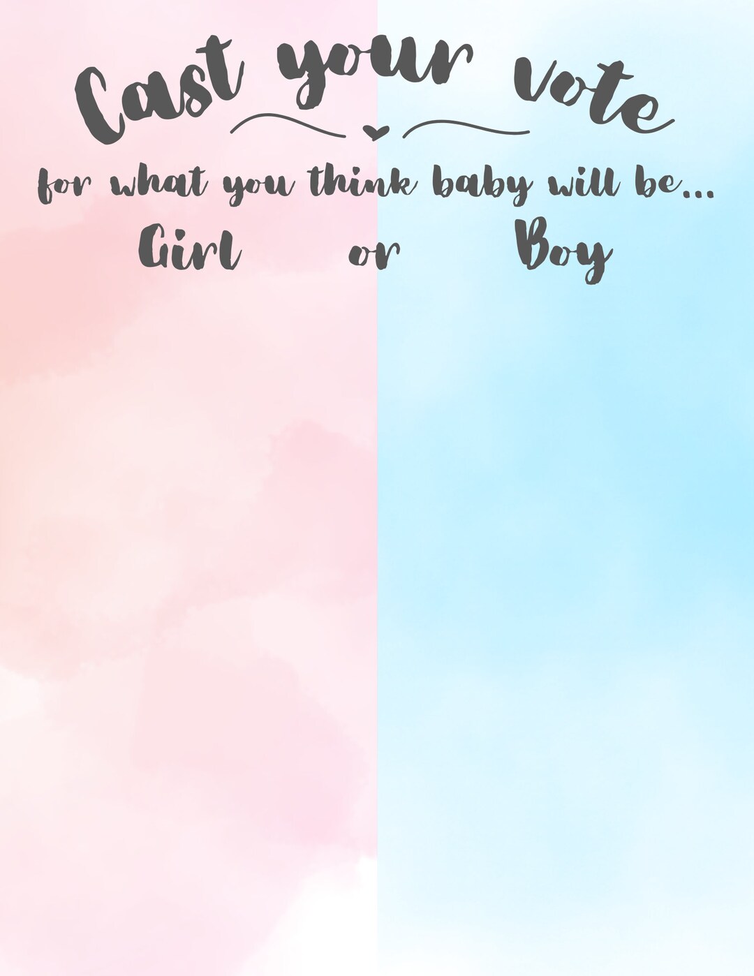 Baby Shower/gender Reveal Guest Sign in (cast Your Vote) - Etsy