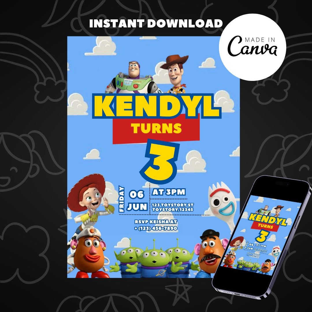 Invitación de Toy Story Invitación de cumpleaños de Toy Story Fiesta de ...