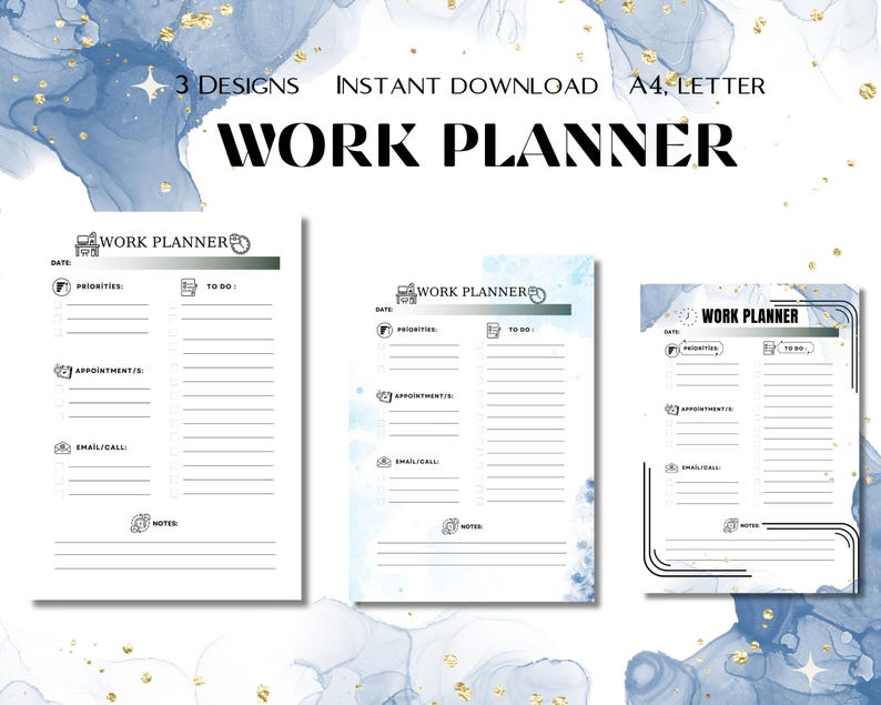 Work Planner Template Printable Minimalistic Organizer - Etsy