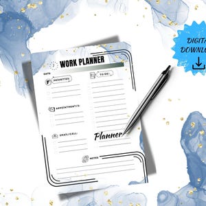 Work Planner Template Printable Minimalistic Organizer - Etsy