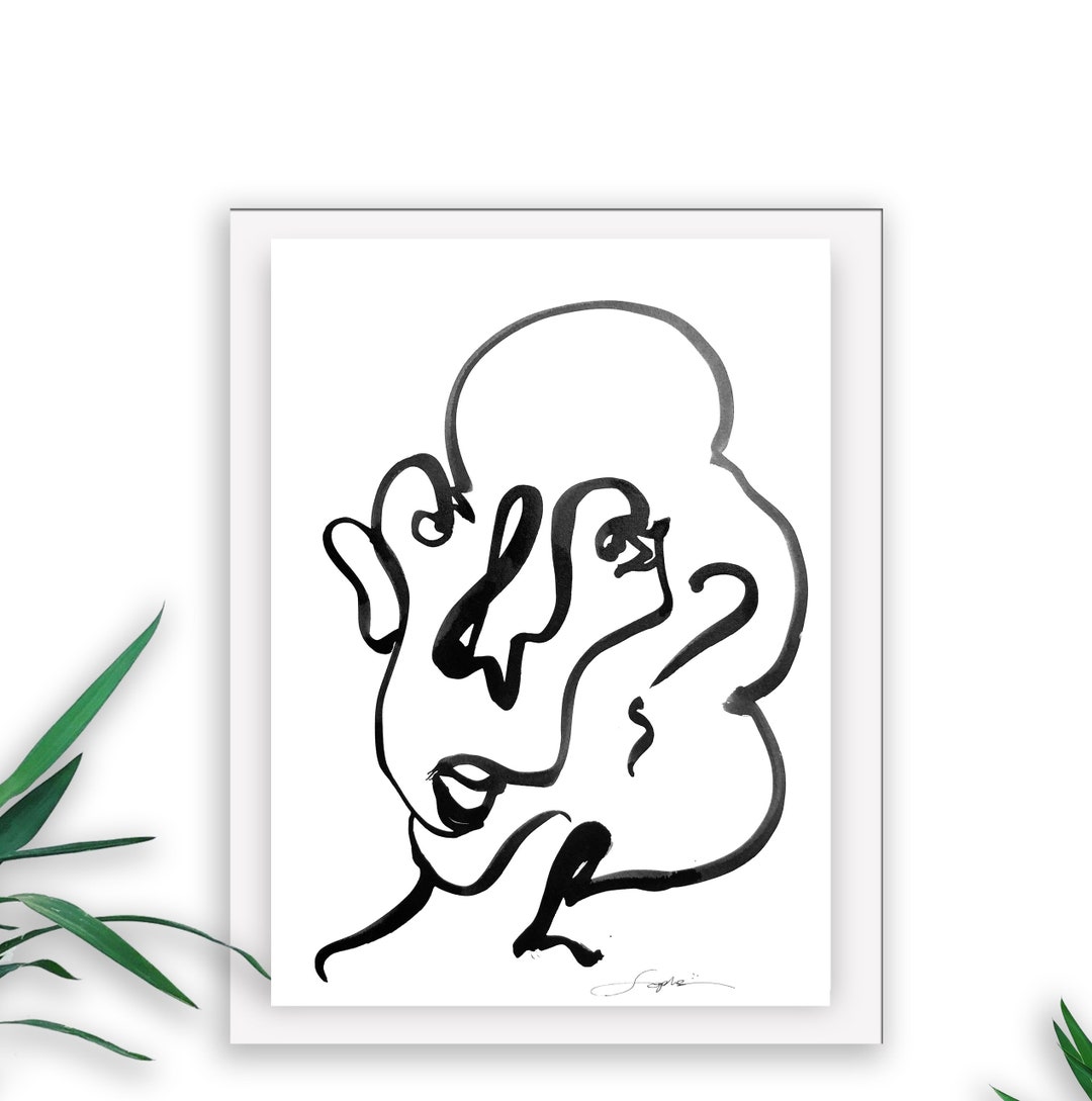Line Drawing kendra, Minimalist Wall Art, Ink Portrait Painting, Cubist ...