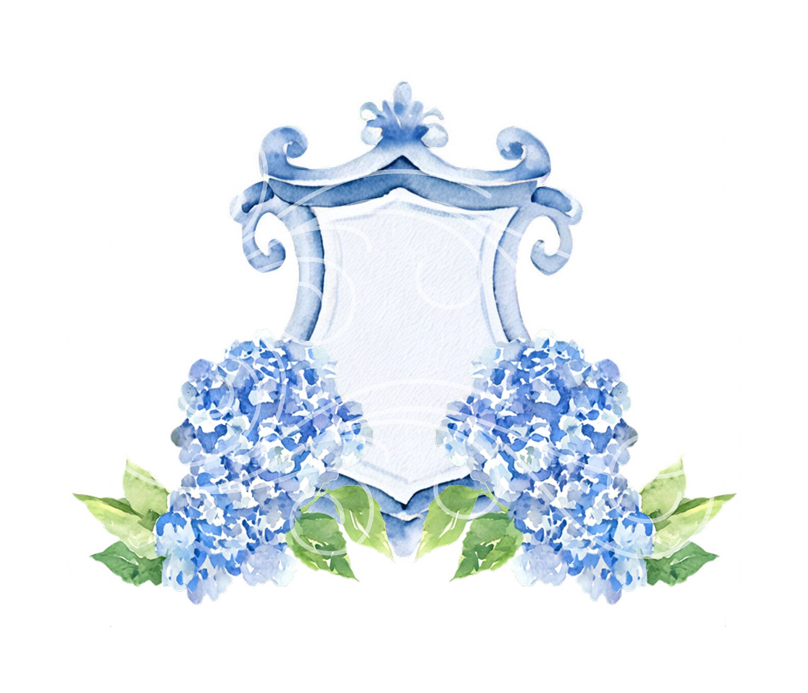 Blue Hydrangea Flower Crest PNG Clip Art - Commercial Use - Etsy