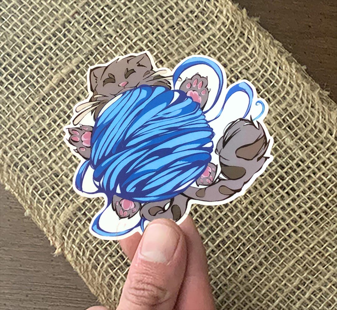 Charming Grey Tabby Cat Yarn Sticker - Ideal Gift for Cat Lovers and ...