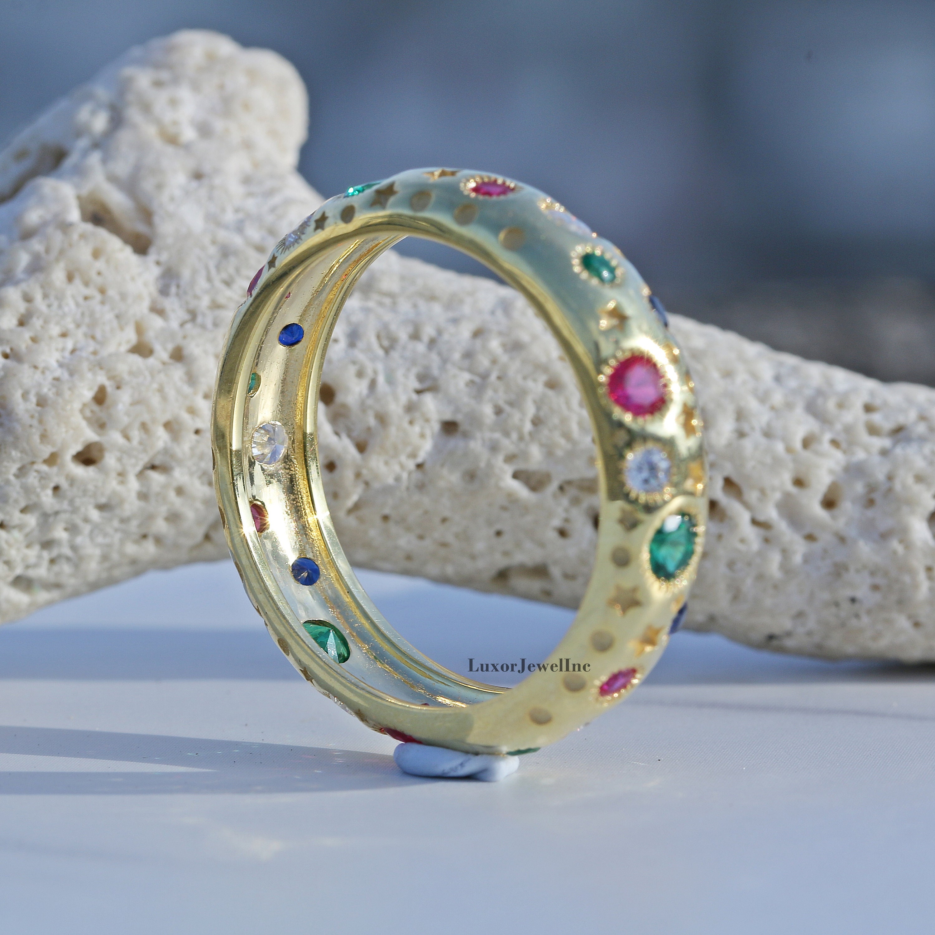 Full Eternity Band/ Flush Setting Band/ Multi Color Diamond Wedding ...