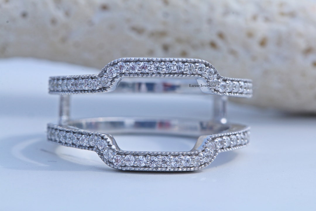 Aggie Enhancer Wrap Guard Ring/ Round Colorless Moissanite Engagement ...