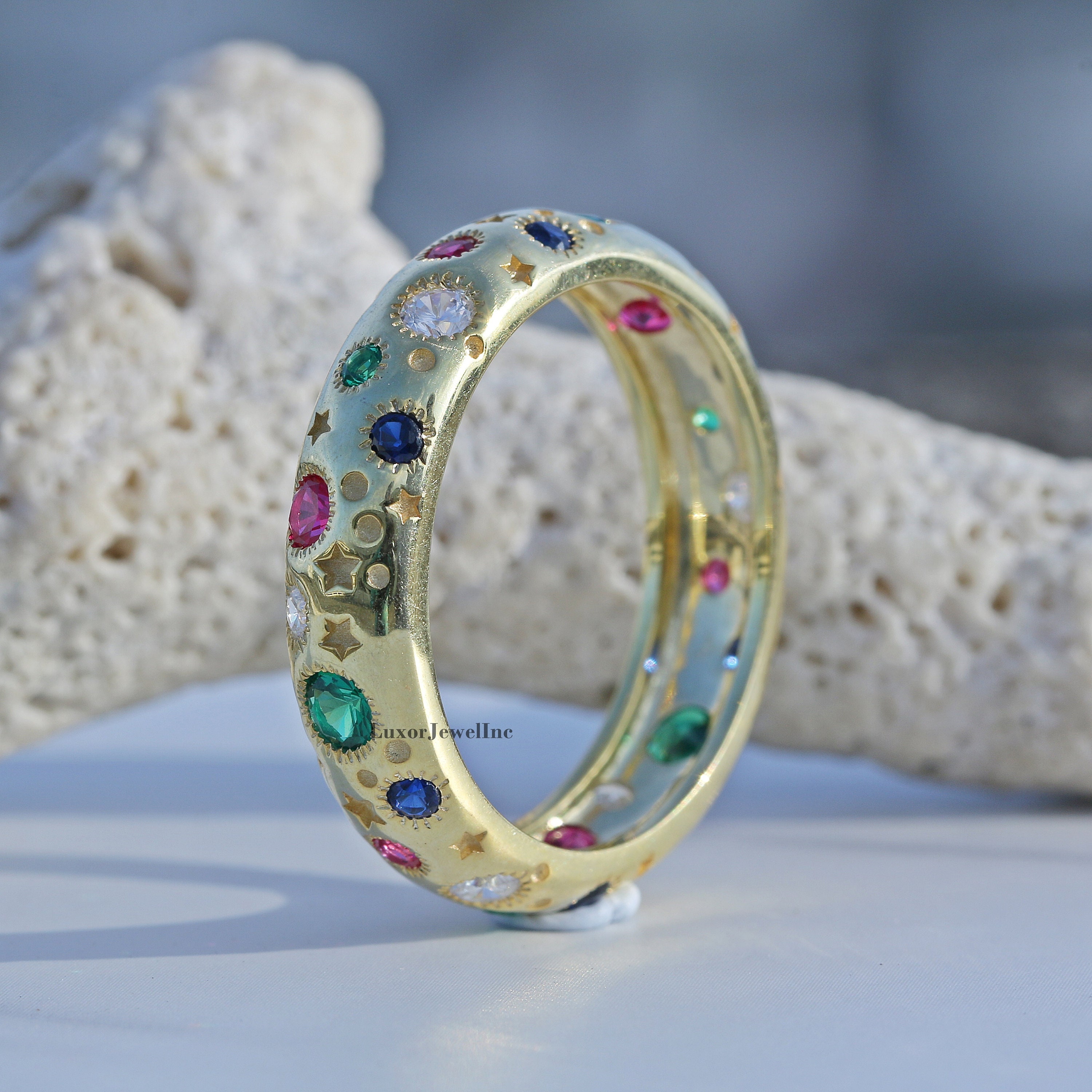Full Eternity Band/ Flush Setting Band/ Multi Color Diamond Wedding ...