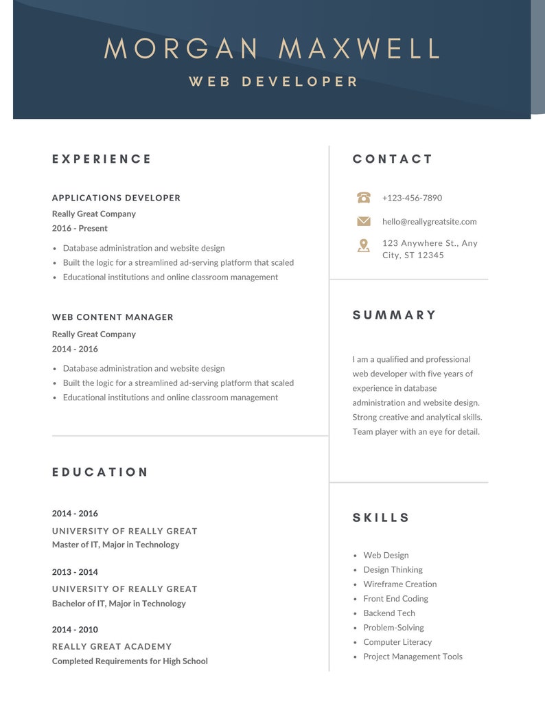Professional Editable Resume Template - Etsy