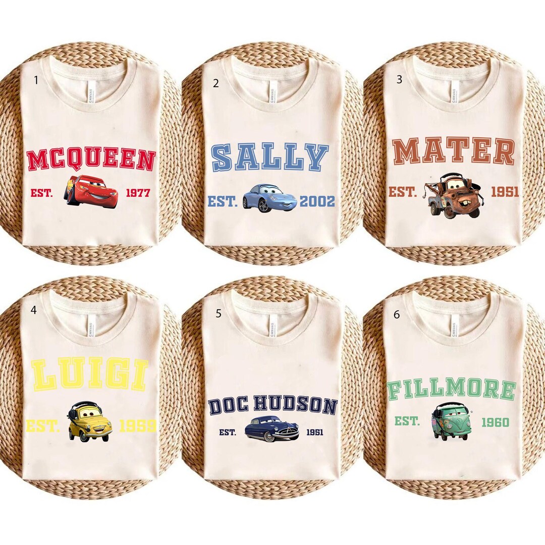 Disney Cars Characters Est Group Checkerboard Retro Shirt, Lightning ...