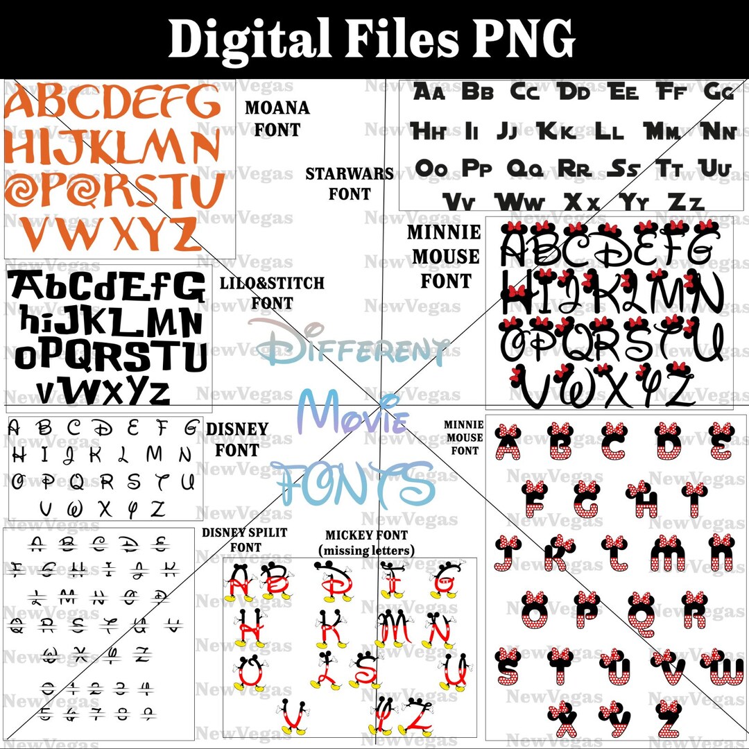 Cartoon Fonts SVG TTF Font,mickey Minnie Moana for Cricut Silhouette ...