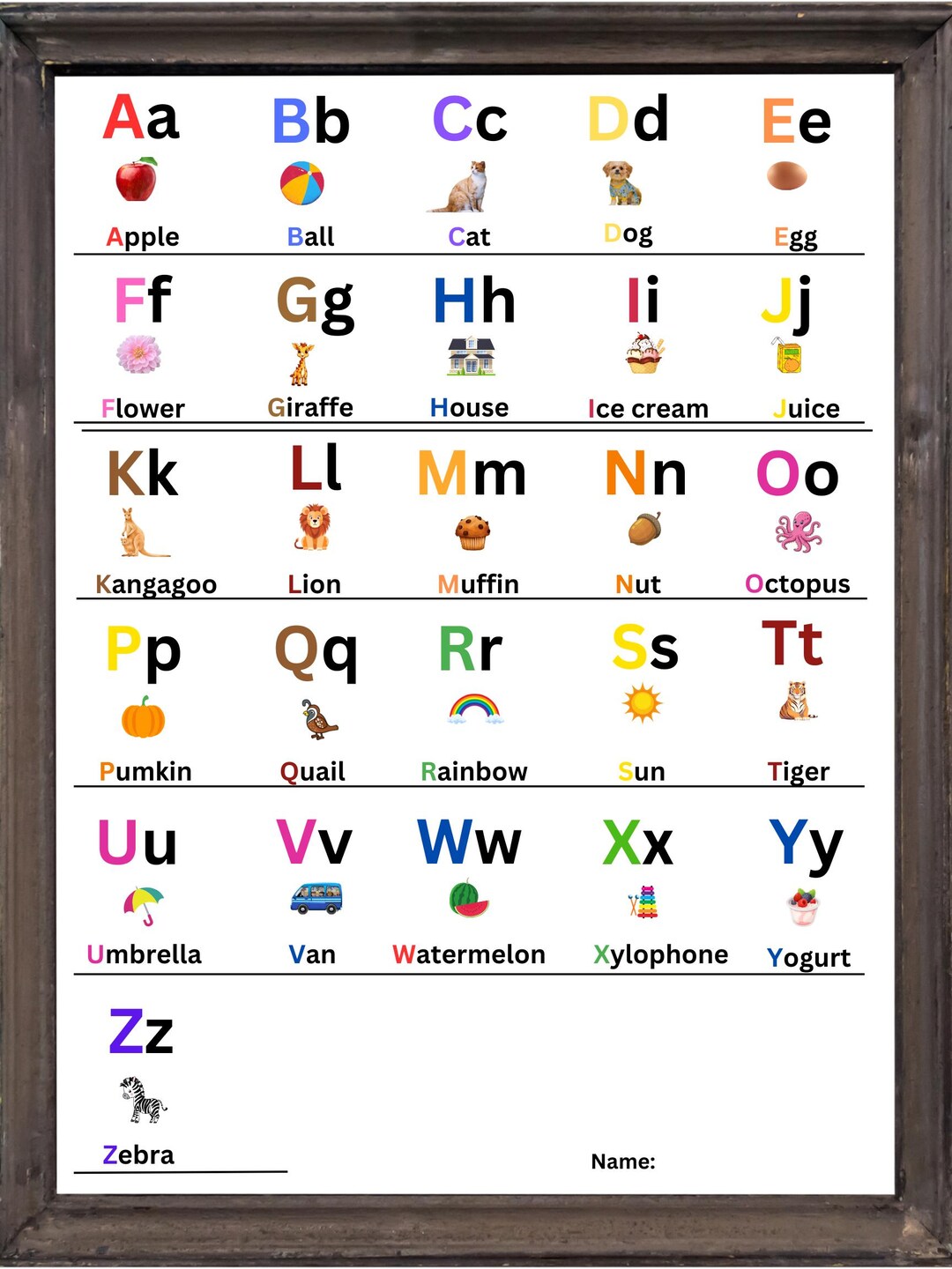 Colorful Alphabet , Educational Wall Art Printable, Classroom Decor ...