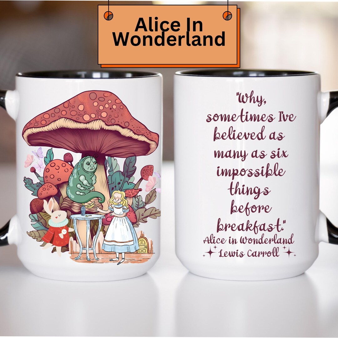 Alice in Wonderland Black Handle Coffee Mug, Lewis Carroll, Literature ...