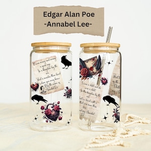 Gothic Edgar Allan Poe Annabel Lee Water Tumbler, 16oz Clear Glass Can ...