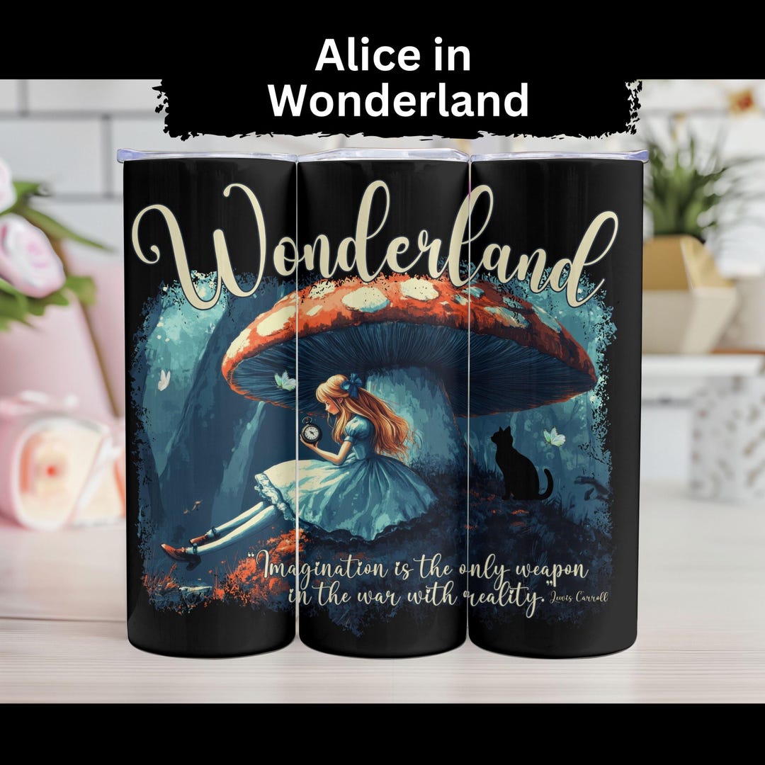 Vintage Alice in Wonderland Water Tumbler, 20oz Skinny Tumbler, Alice ...