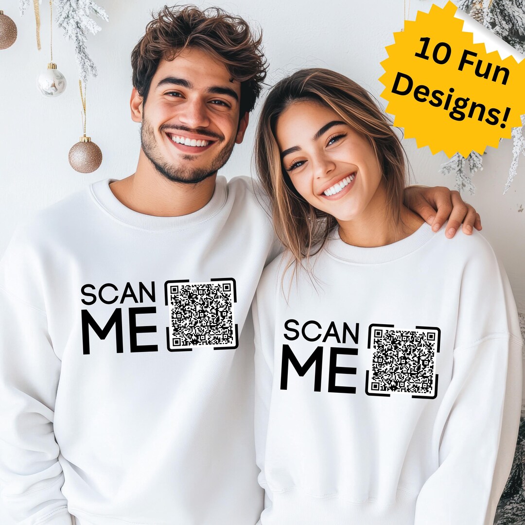 Scan Me QR Code Pregnancy Announcement Sweatshirts, Couples Pregnancy ...