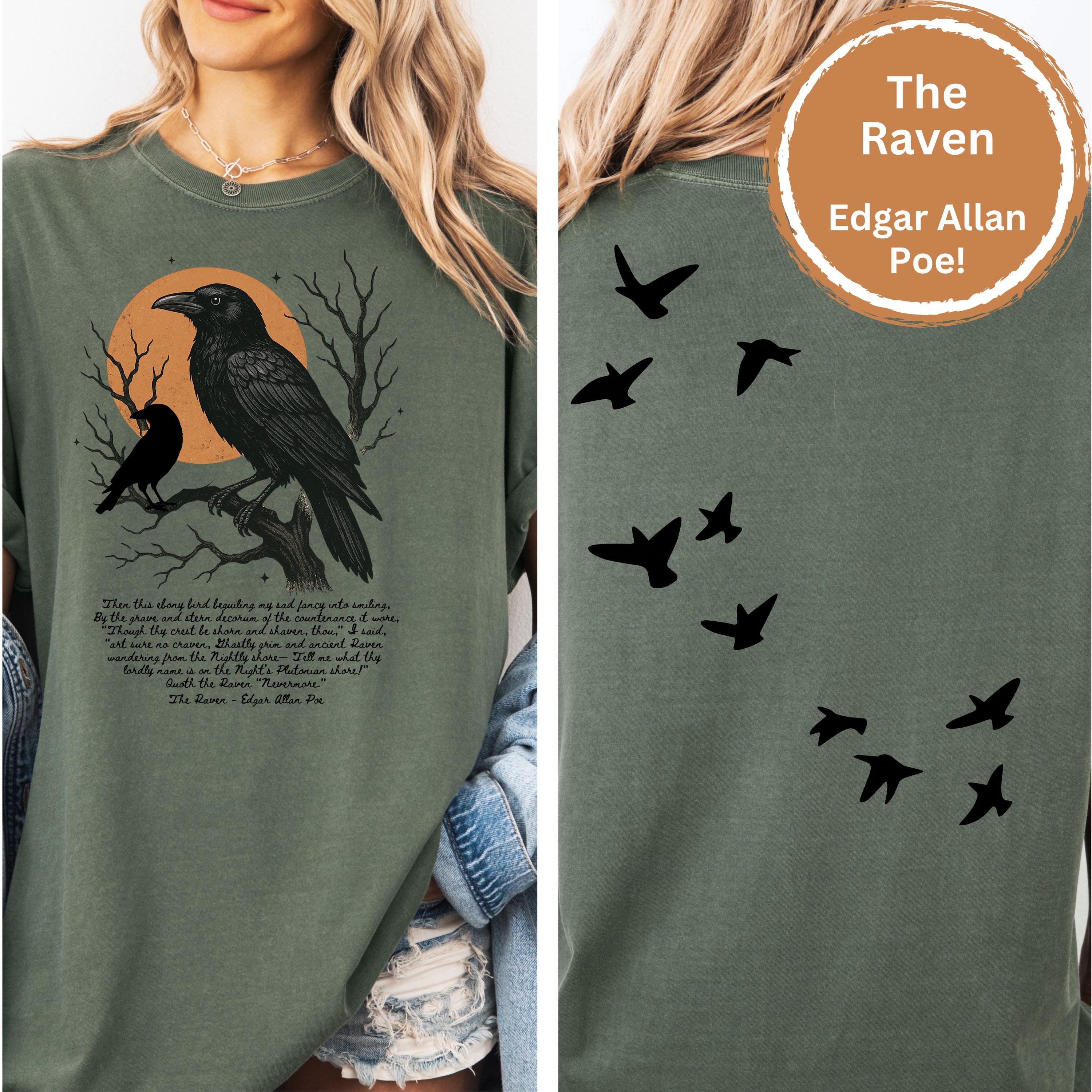 The Raven by Edgar Allan Poe, Comfort Colors Raven Shirt, Gothic Raven ...