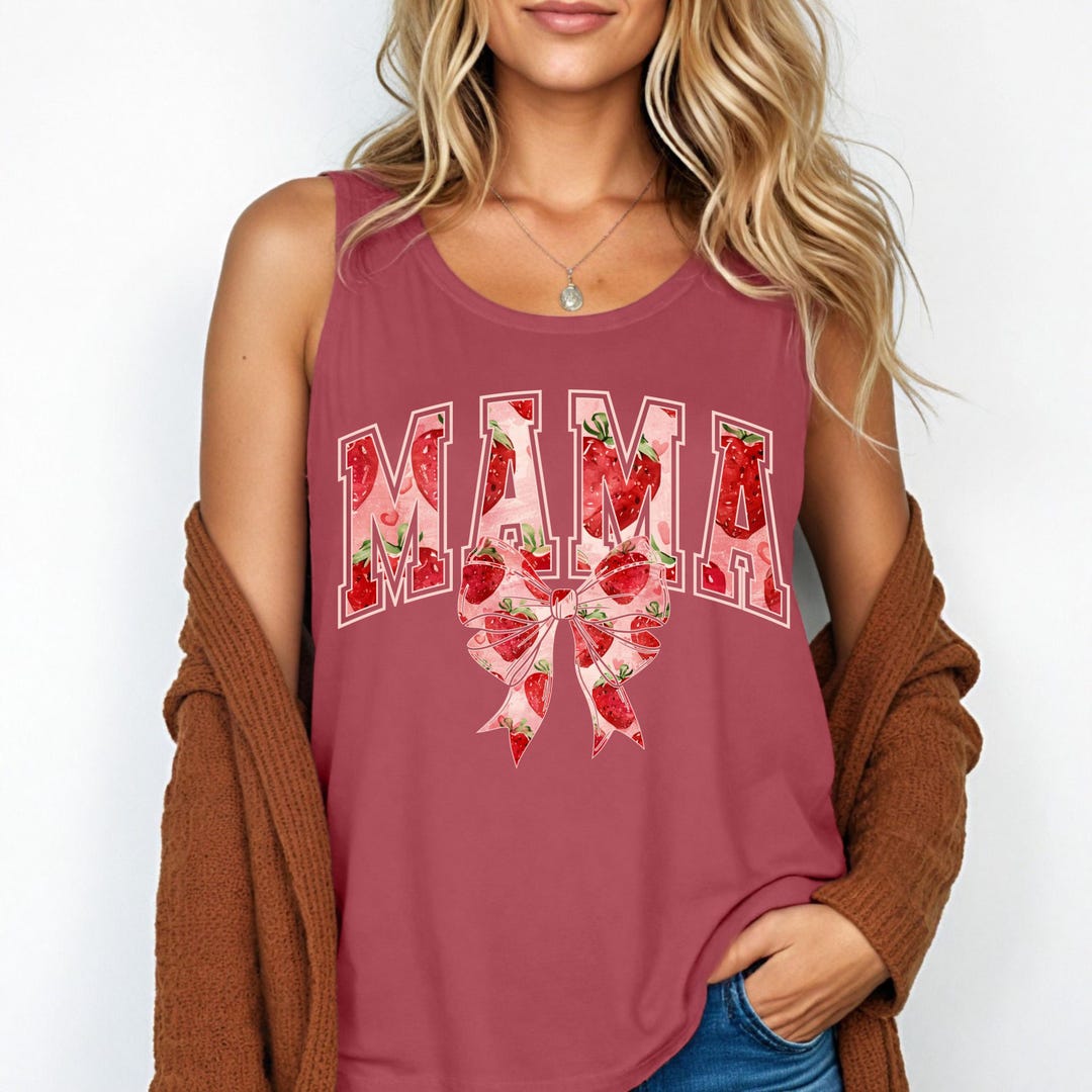 Comfort Colors Mama Strawberries Tank Top, Valentines Gift for Mom ...