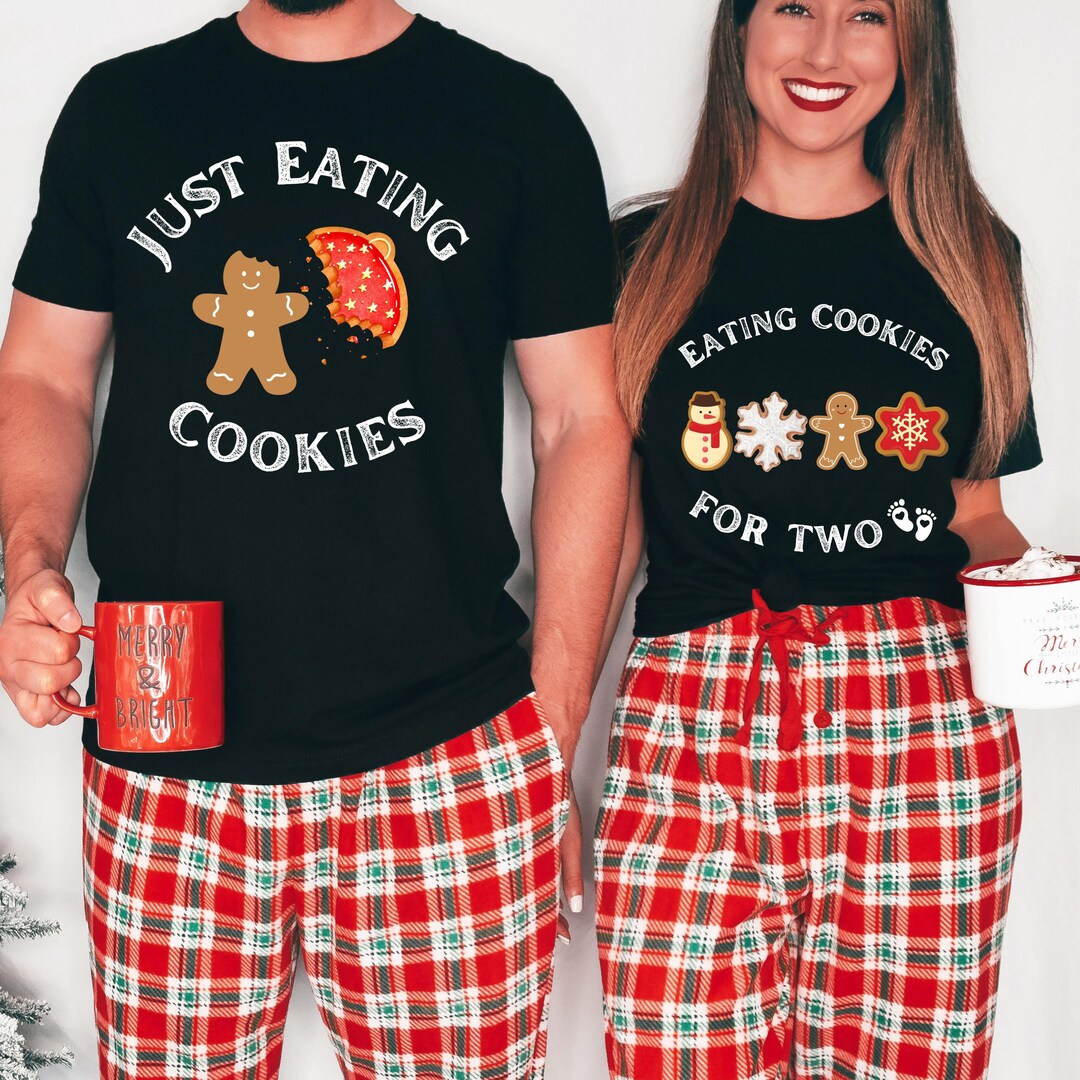 Eating Cookies for Two Shirt, Couples Pregnancy Announcement Shirts ...