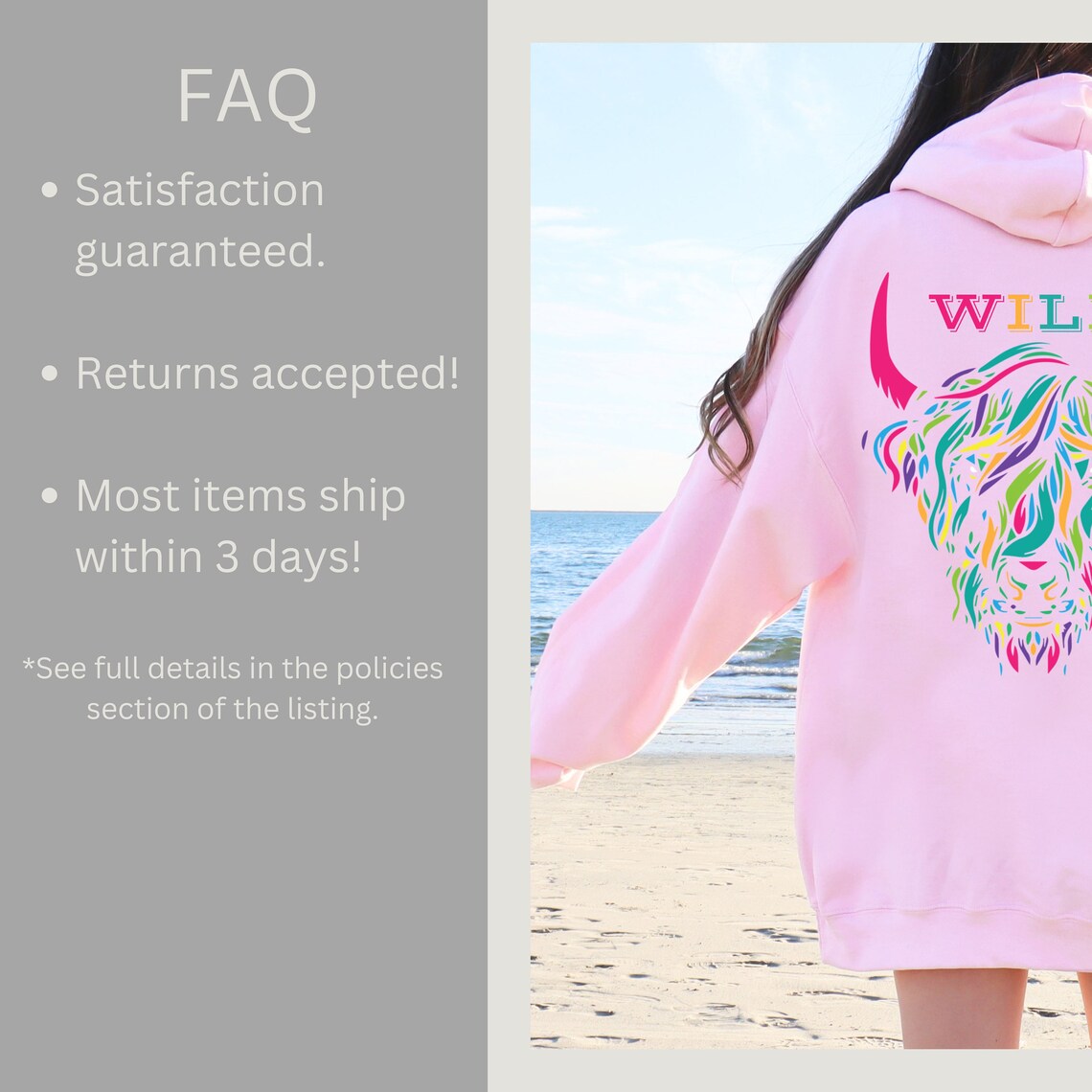 Wild West Retro Highland Cow Oversized Unisex Hoodie, Wild Cow Skull ...