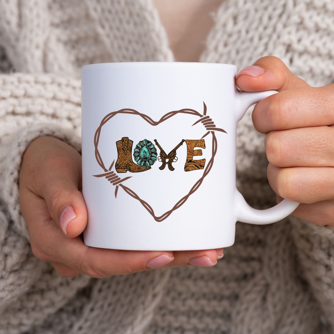 Western Love Mug, Cowgirl Mug, Couples Mug, Love Mug, Whimsical Mug ...