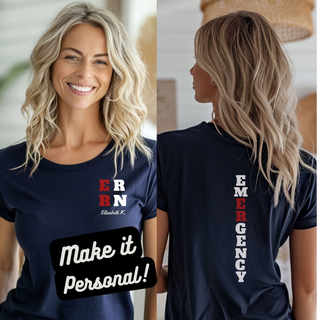 Personalized Women's ER RN Shirt, Emergency Room Registered Nurse Shirt ...