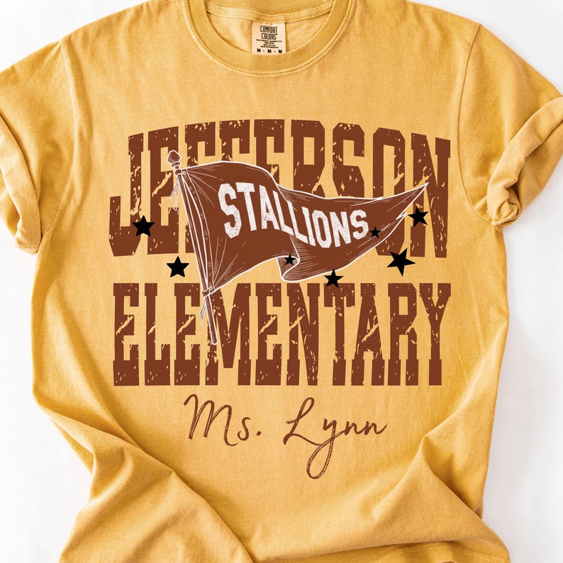 Comfort Colors Custom School Name Shirts, School Mascot Pennant Flag - Etsy