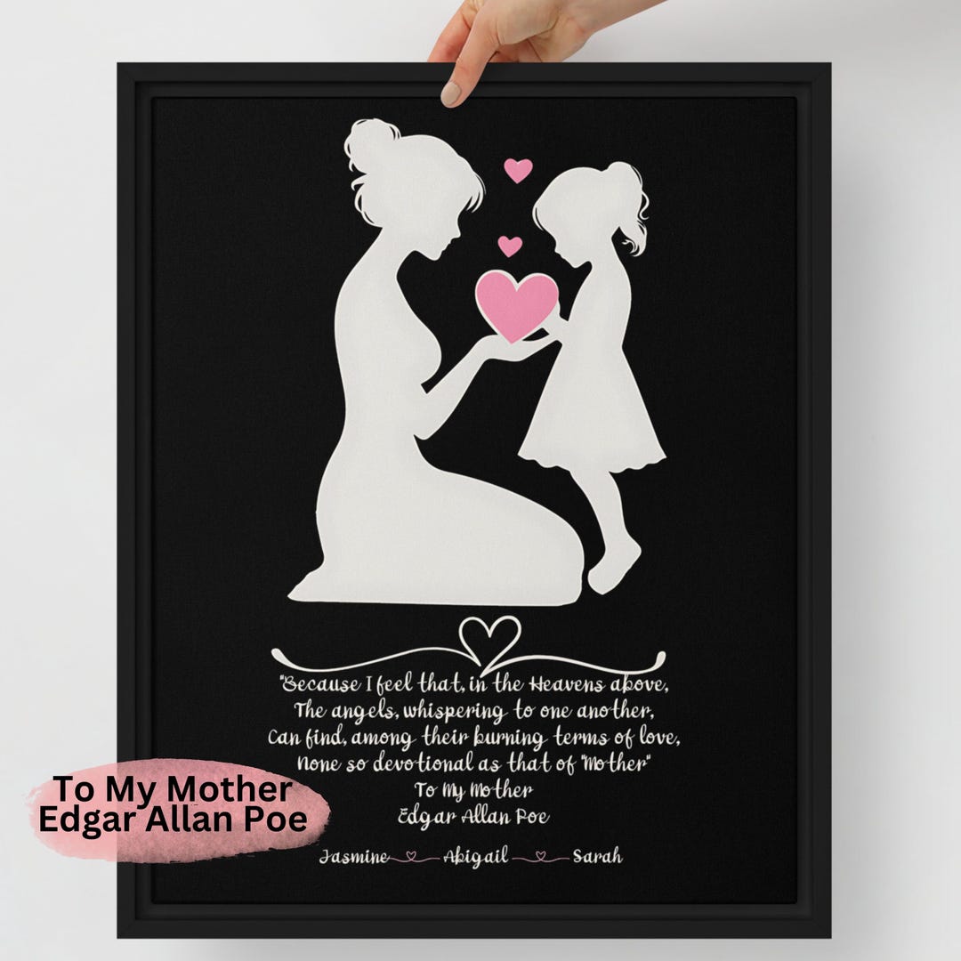 Edgar Allan Poe Wall Art, Personalized Mother's Day Gift, Gift for Mom ...