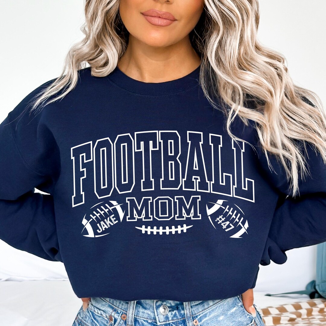 Custom Football Team Name and Number Sweatshirt, Gift for Football Mom ...