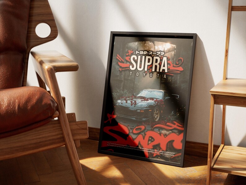 Toyota Supra Digital Car Poster, Japanese Sports Car Print, Tuner Car ...