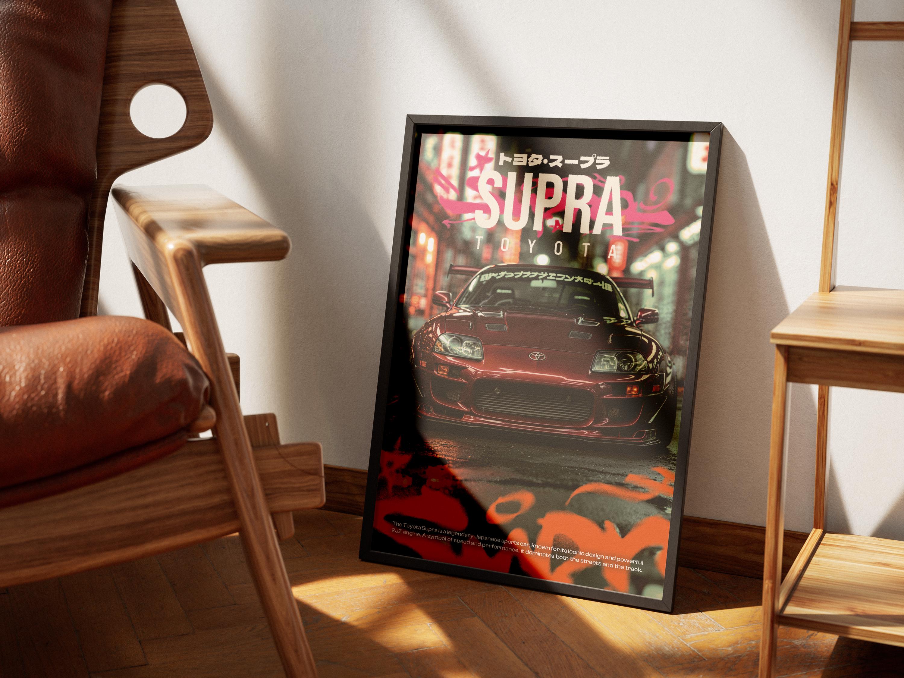 Toyota Supra Digital Poster, JDM Sport Car Wall Art, Classic Japanese ...