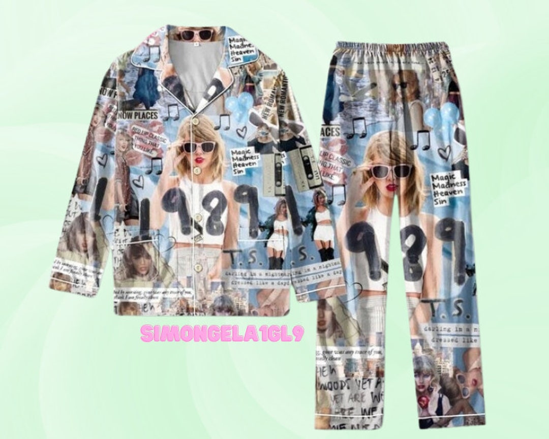 Taylor Swift-themed Satin Silk Pajama Set for a Fashionable Night's ...